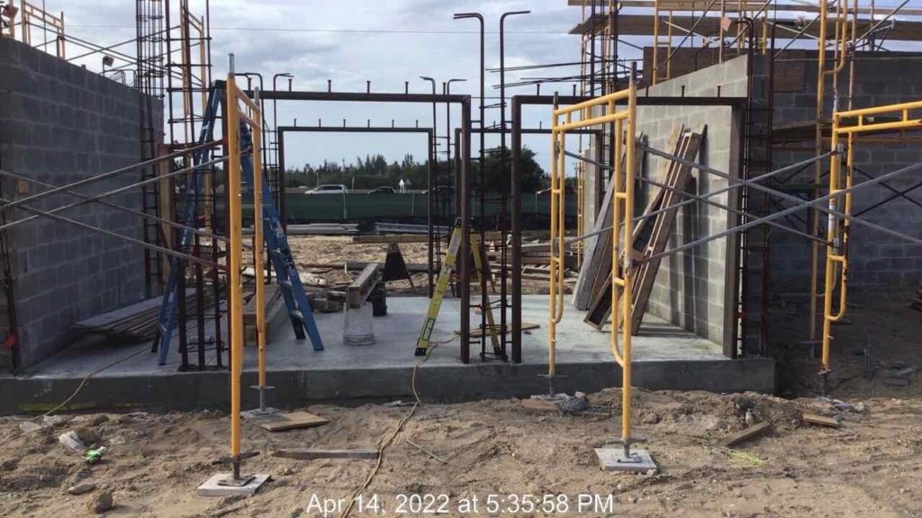 view of all tube steel frames set on vestibule slab min